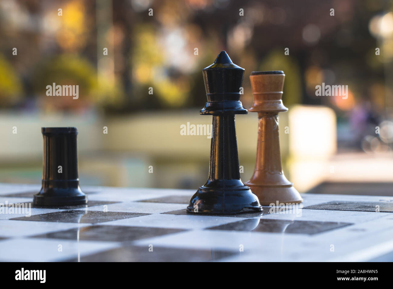Checkmate in a strategic game of chess in a park Stock Photo - Alamy