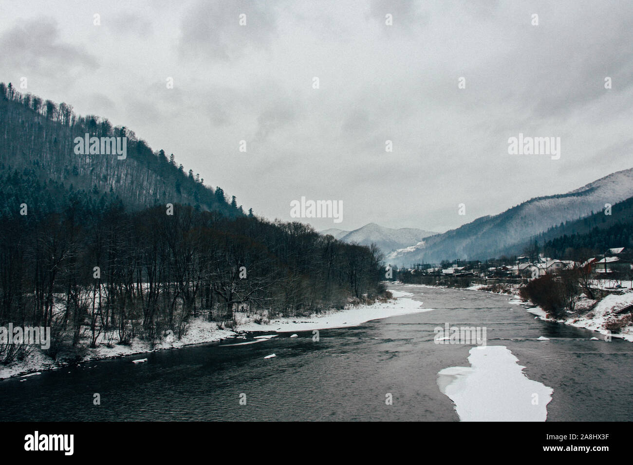 Surreal winter snowy scene fence hi-res stock photography and images ...