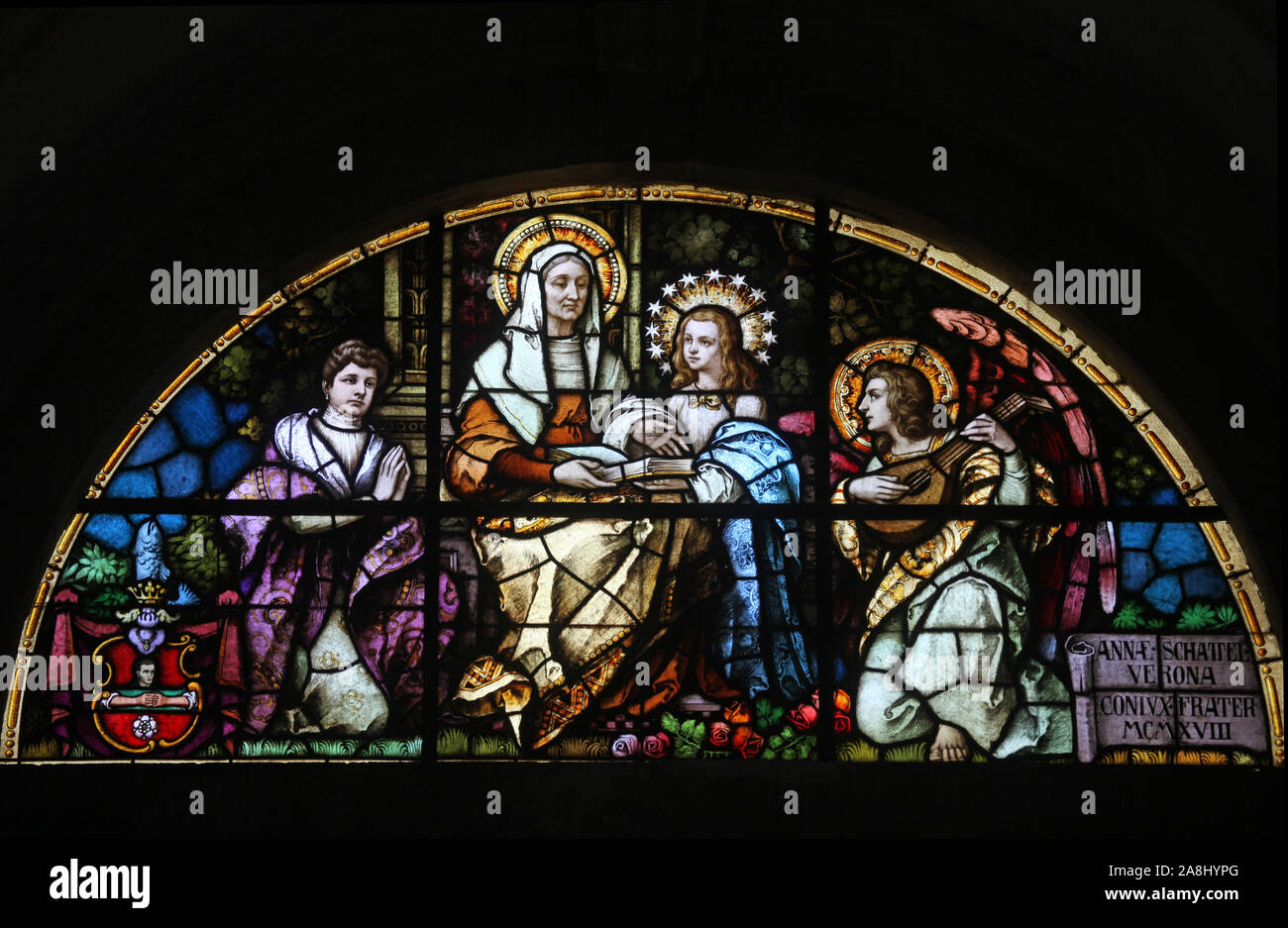 Saint Ann, stained glass window in the Catholic Church of the Birth of ...