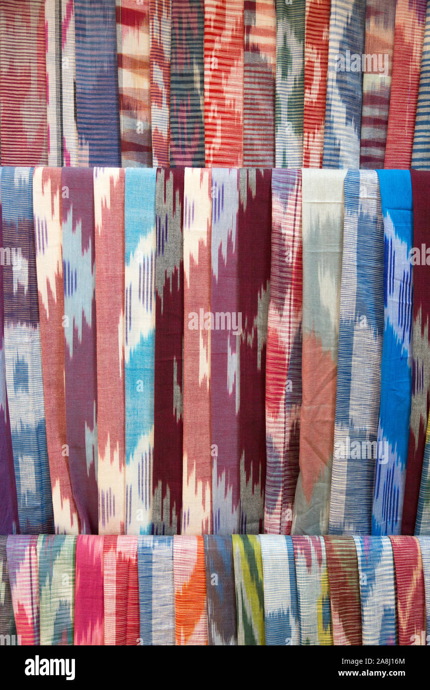 Woven traditional ikat fabrics Stock Photo - Alamy