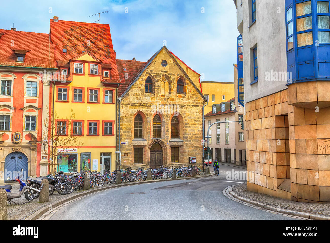 Bamberg, Germany - February 19, 2017: Bamberg city center street view ...