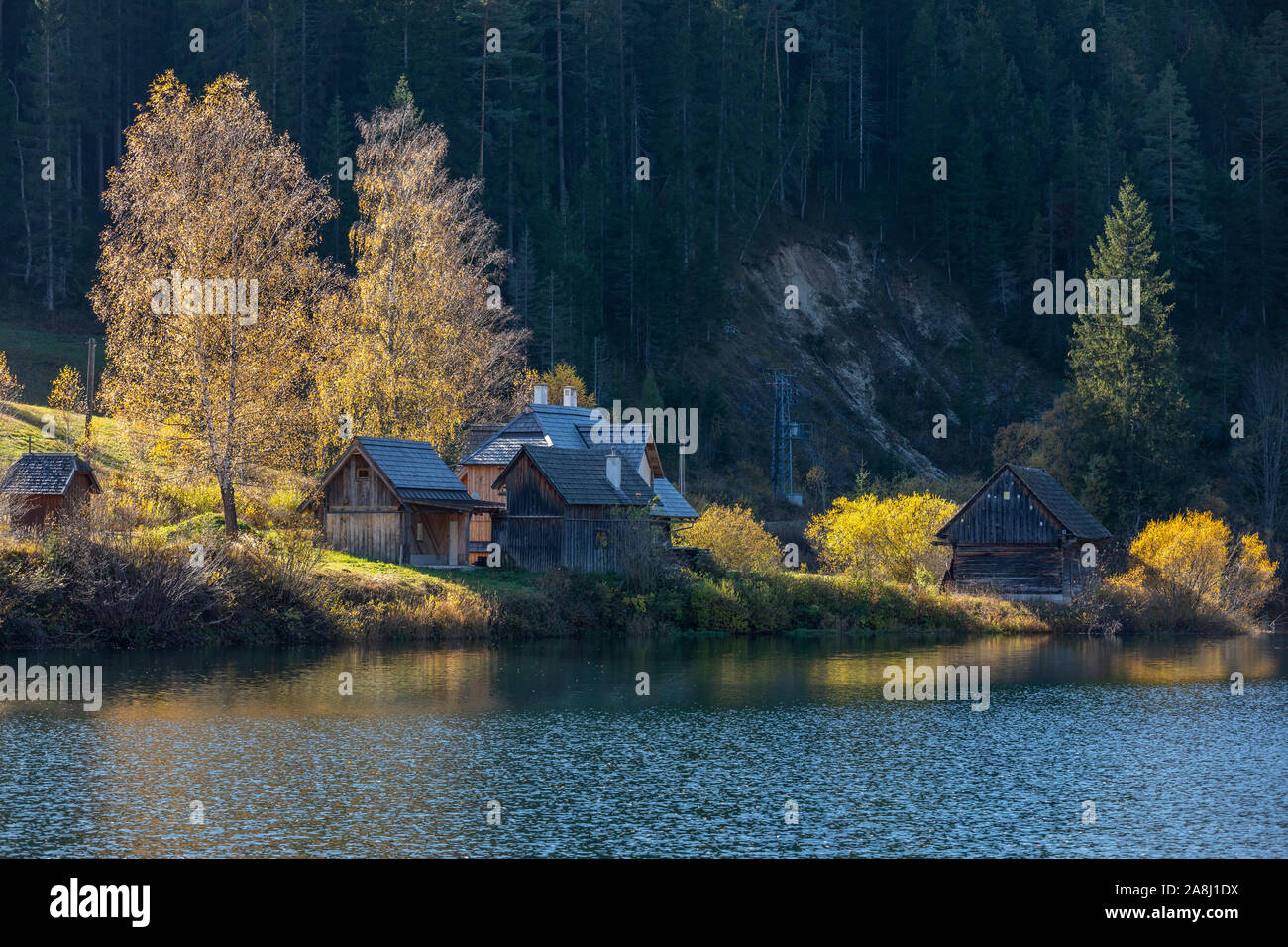 lake hubertussee near pilgrimage destination mariazell on the border ...