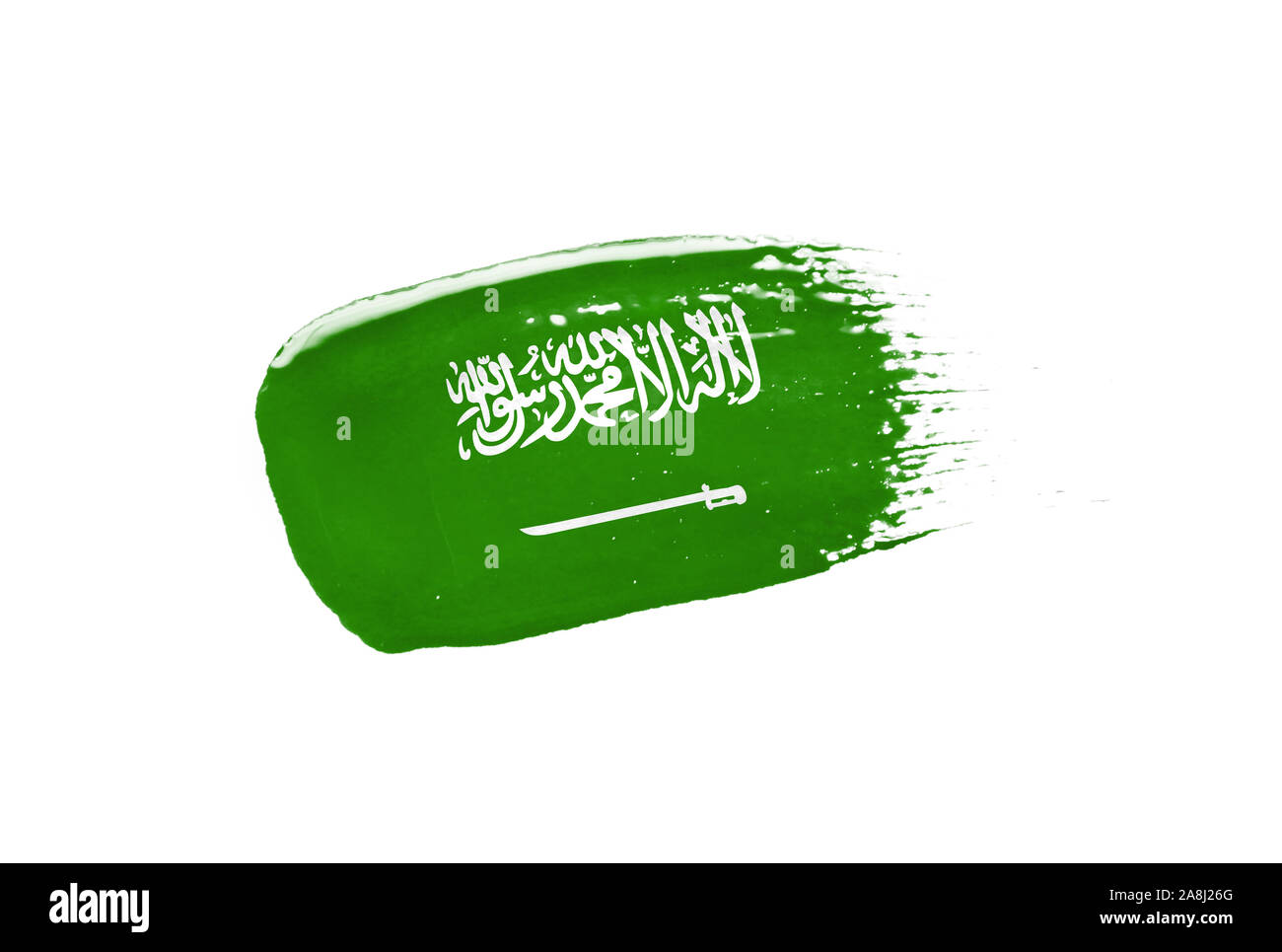 Brush painted Saudi Arabia flag. Hand drawn style Stock Photo - Alamy