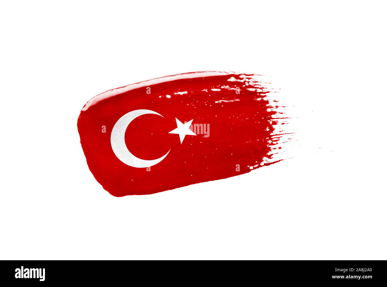 Brush painted Turkey flag. Hand drawn style Stock Photo - Alamy