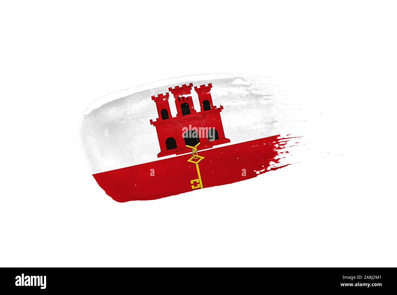 Brush painted Gibraltar flag. Hand drawn style Stock Photo - Alamy