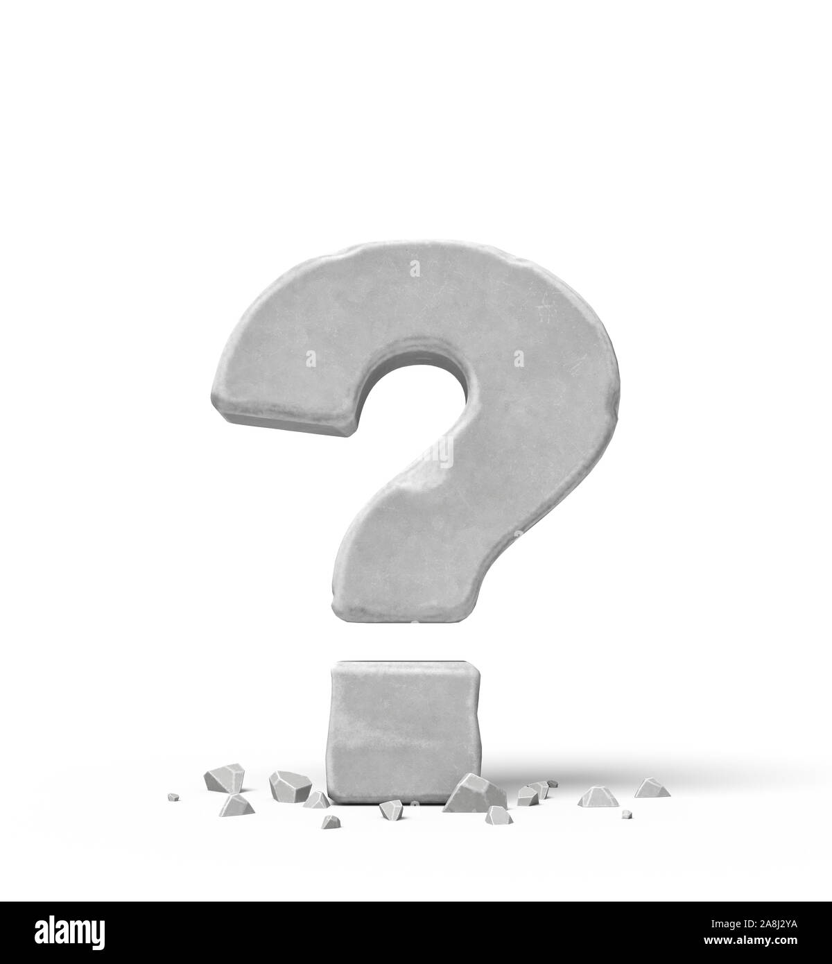 3d rendering of stone concrete question mark. Digital art. Objects and ...