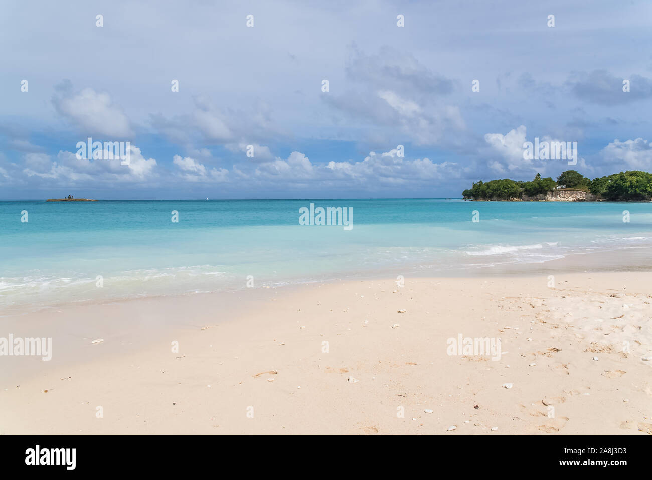 Guadeloupe, beautiful beach in Marie-Galante island, panorama Stock ...
