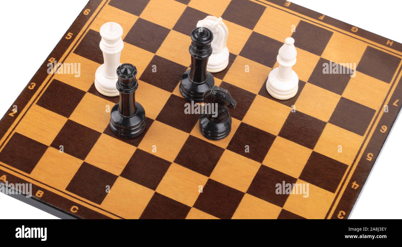 wooden checkerboard with figures Stock Photo - Alamy