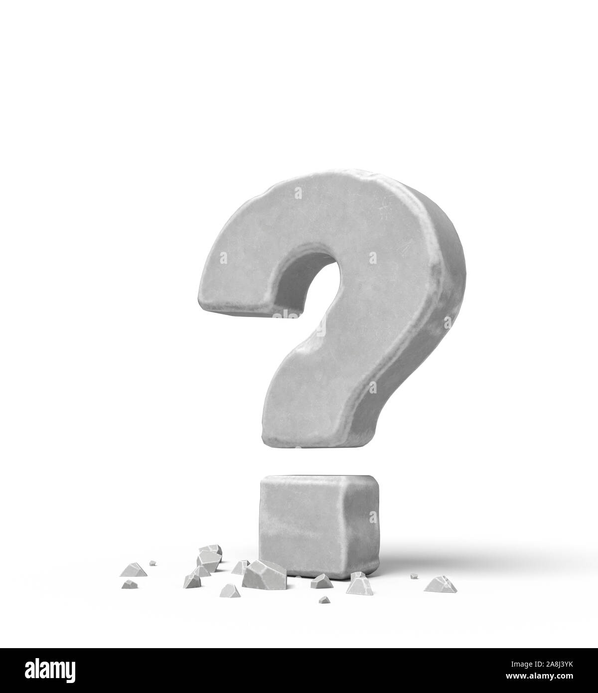 3d rendering of stone concrete question mark Stock Photo - Alamy