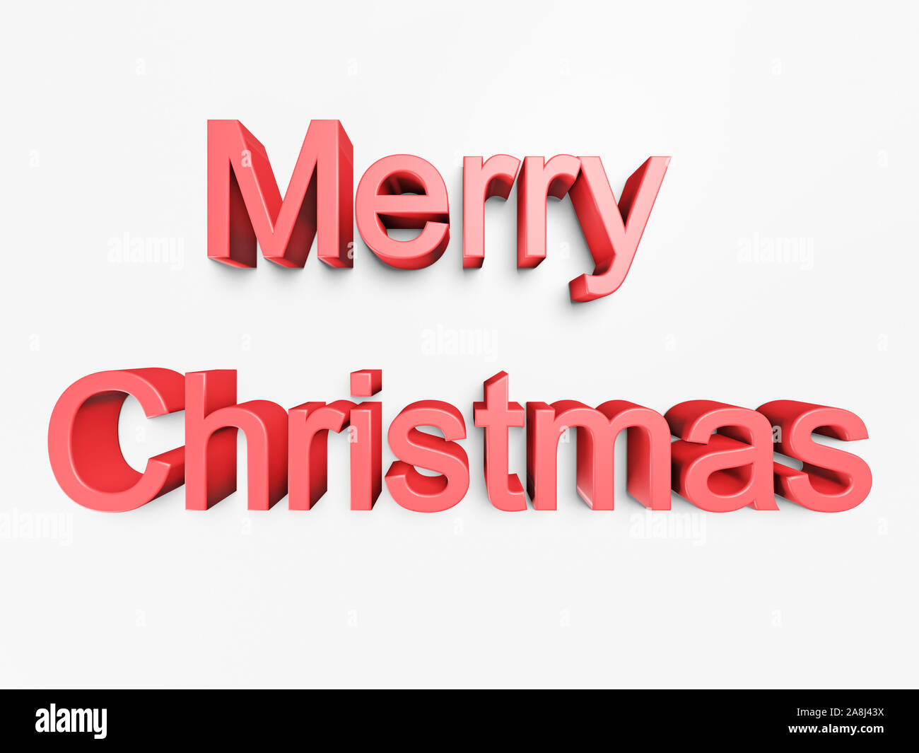 Red text Merry Christmas isolated on white background. 3d render Stock ...