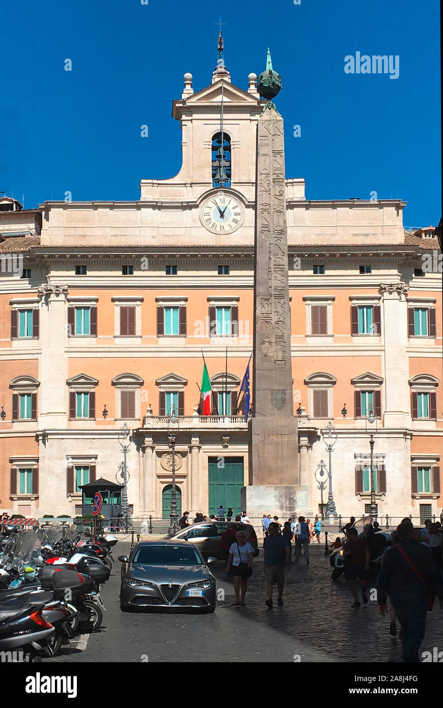Palazzo Montecitorio at the Piazza Montecitorio with ancient egyptian ...