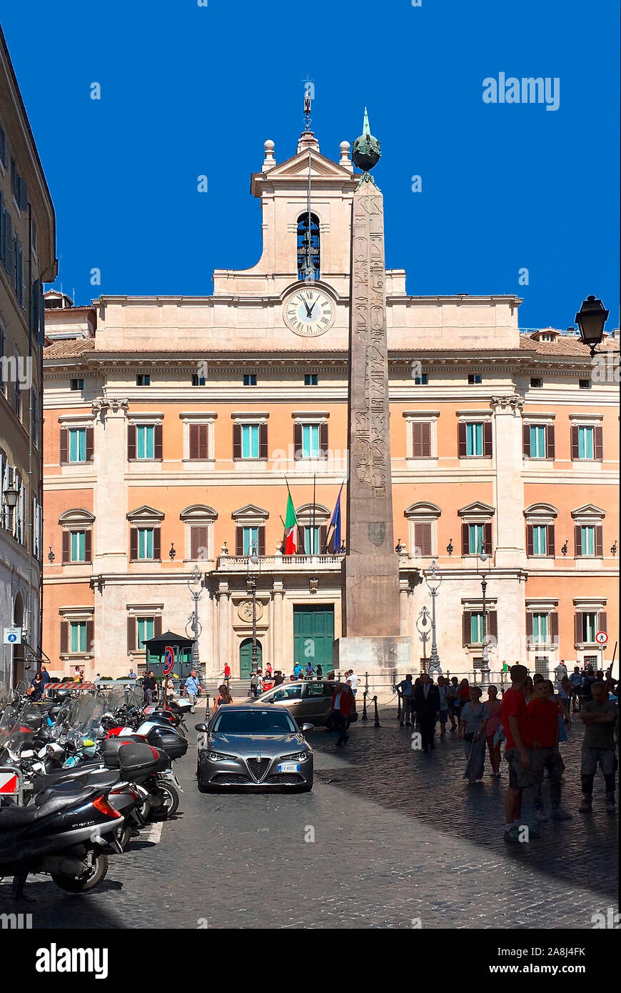 Palazzo Montecitorio at the Piazza Montecitorio with ancient egyptian ...