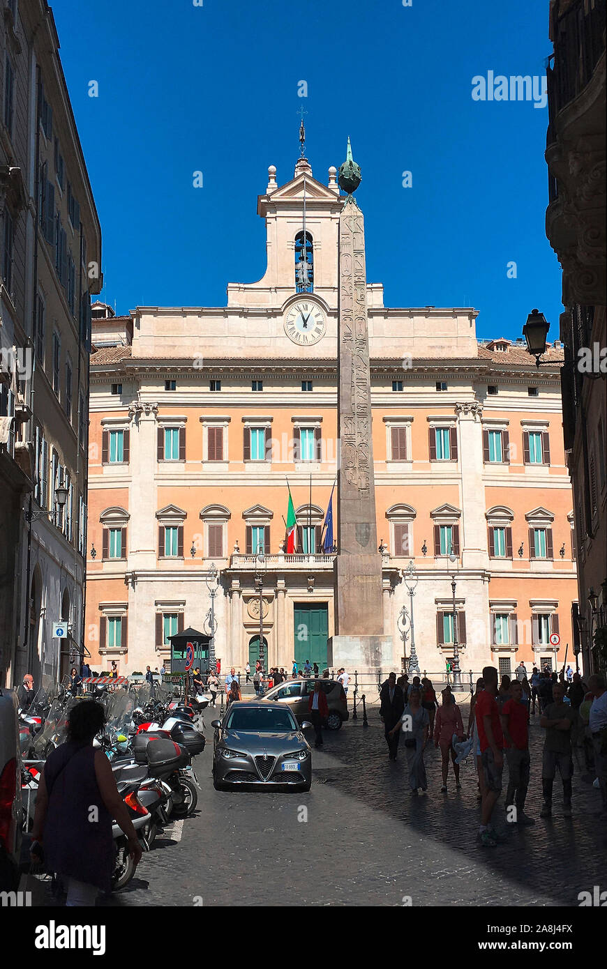 Palazzo Montecitorio at the Piazza Montecitorio with ancient egyptian ...