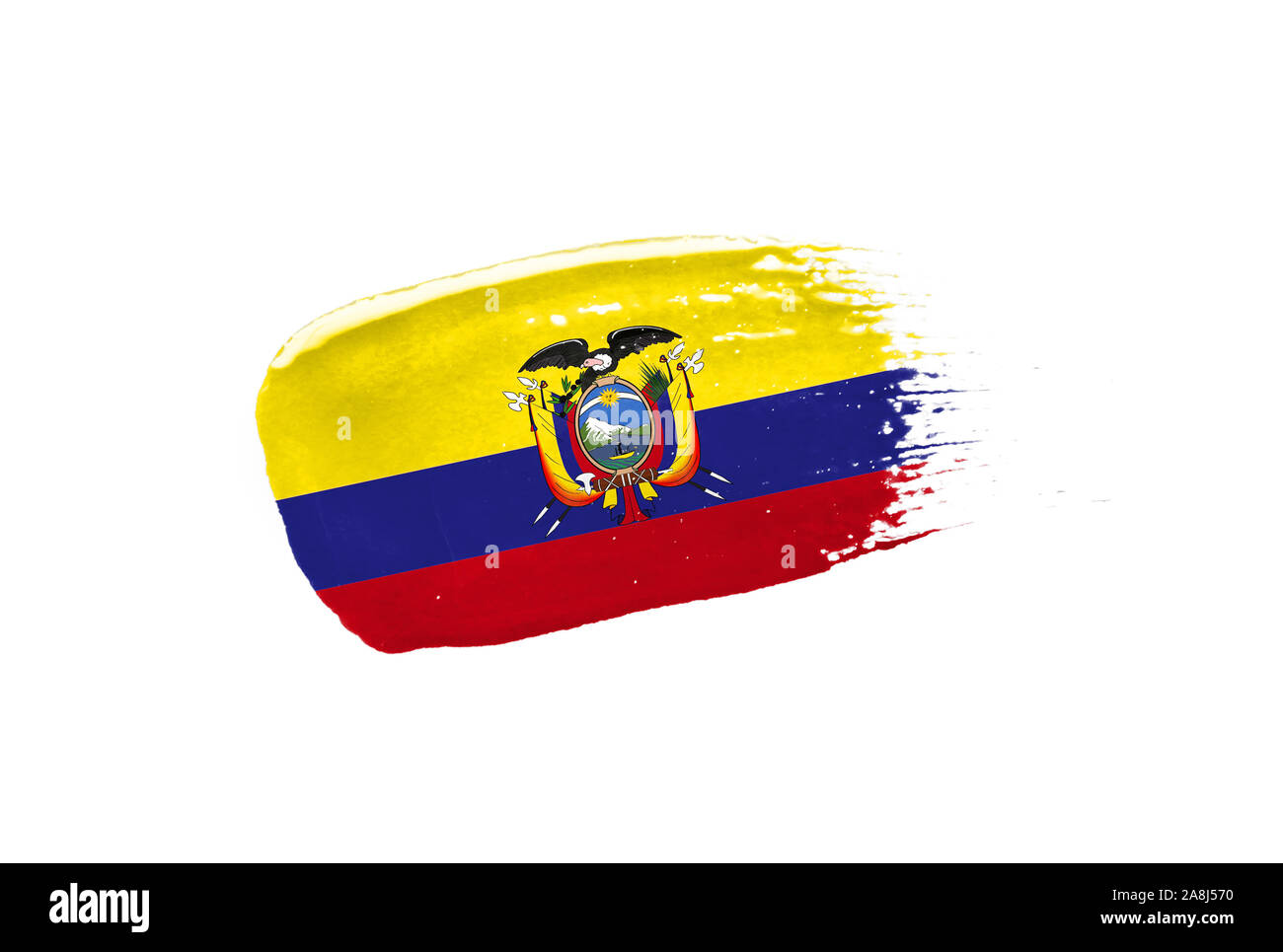 Brush painted Ecuador flag. Hand drawn style Stock Photo - Alamy