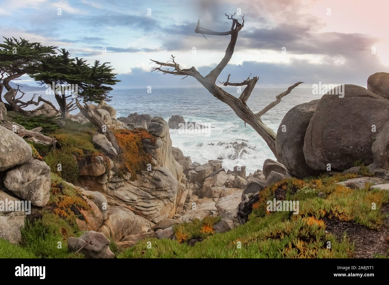 Dramatic coastline views as seen from iconic 17 Mile Drive near Pebble ...