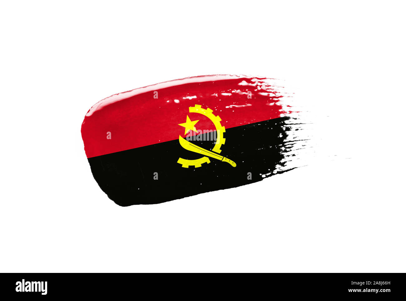 Brush painted Angola flag. Hand drawn style Stock Photo - Alamy