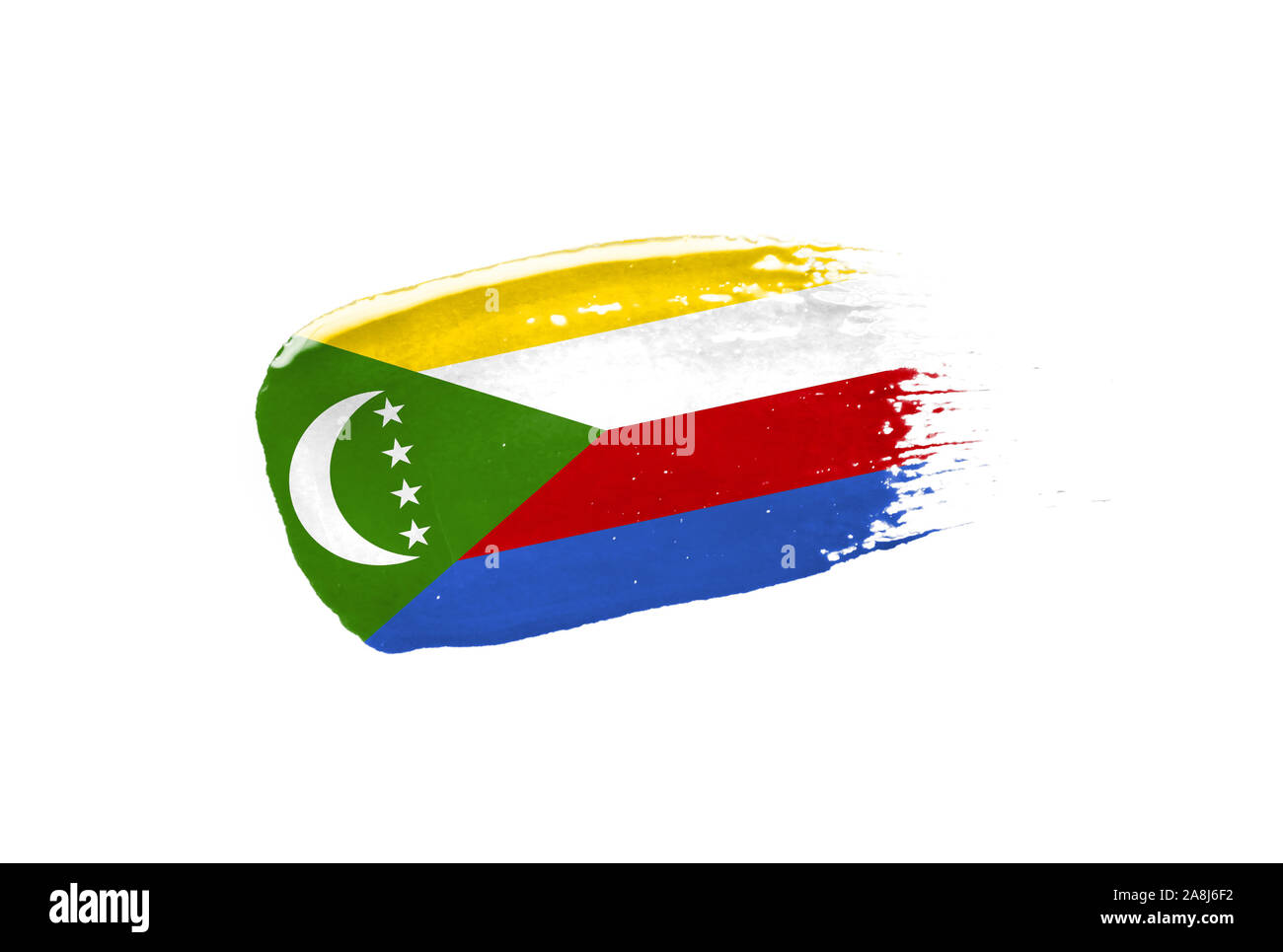 Brush painted Comoros flag. Hand drawn style Stock Photo - Alamy