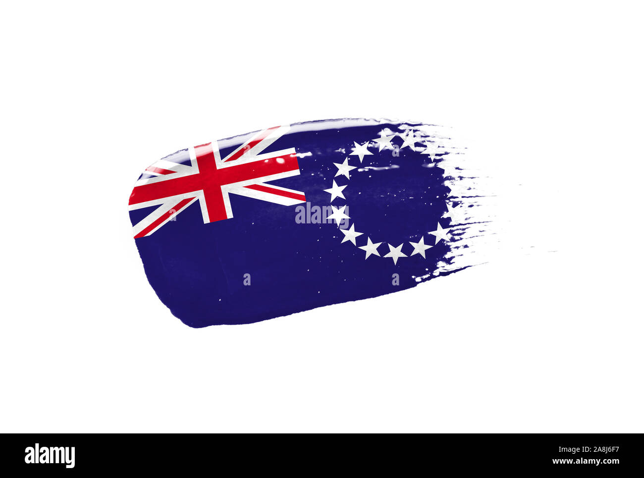 Brush painted Cook Islands flag. Hand drawn style Stock Photo - Alamy