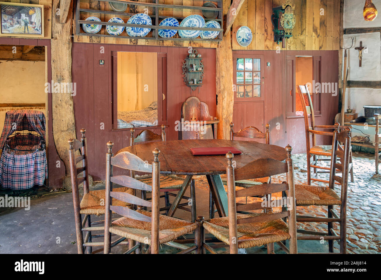 Dutch outdoor heritage museum with interior of old farmhouse Stock ...