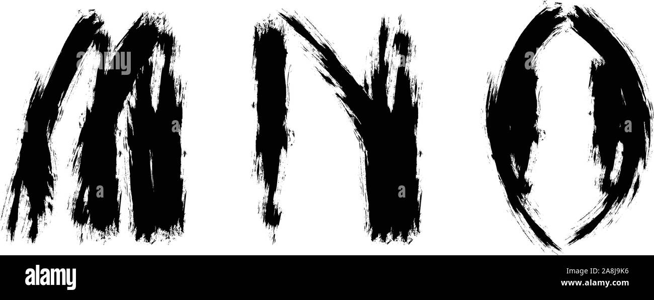 Abstract letters set painted with brush. Futuristic font for lettering ...