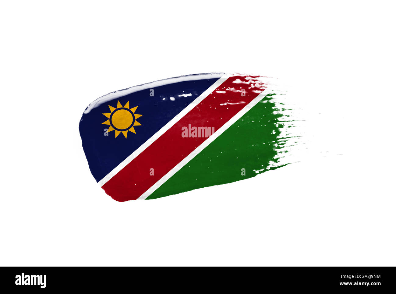 Brush painted Namibia flag. Hand drawn style Stock Photo - Alamy