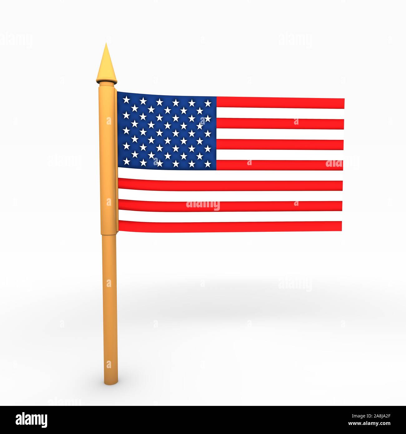 Find 3D Render Flag of United States of America on White Background ...
