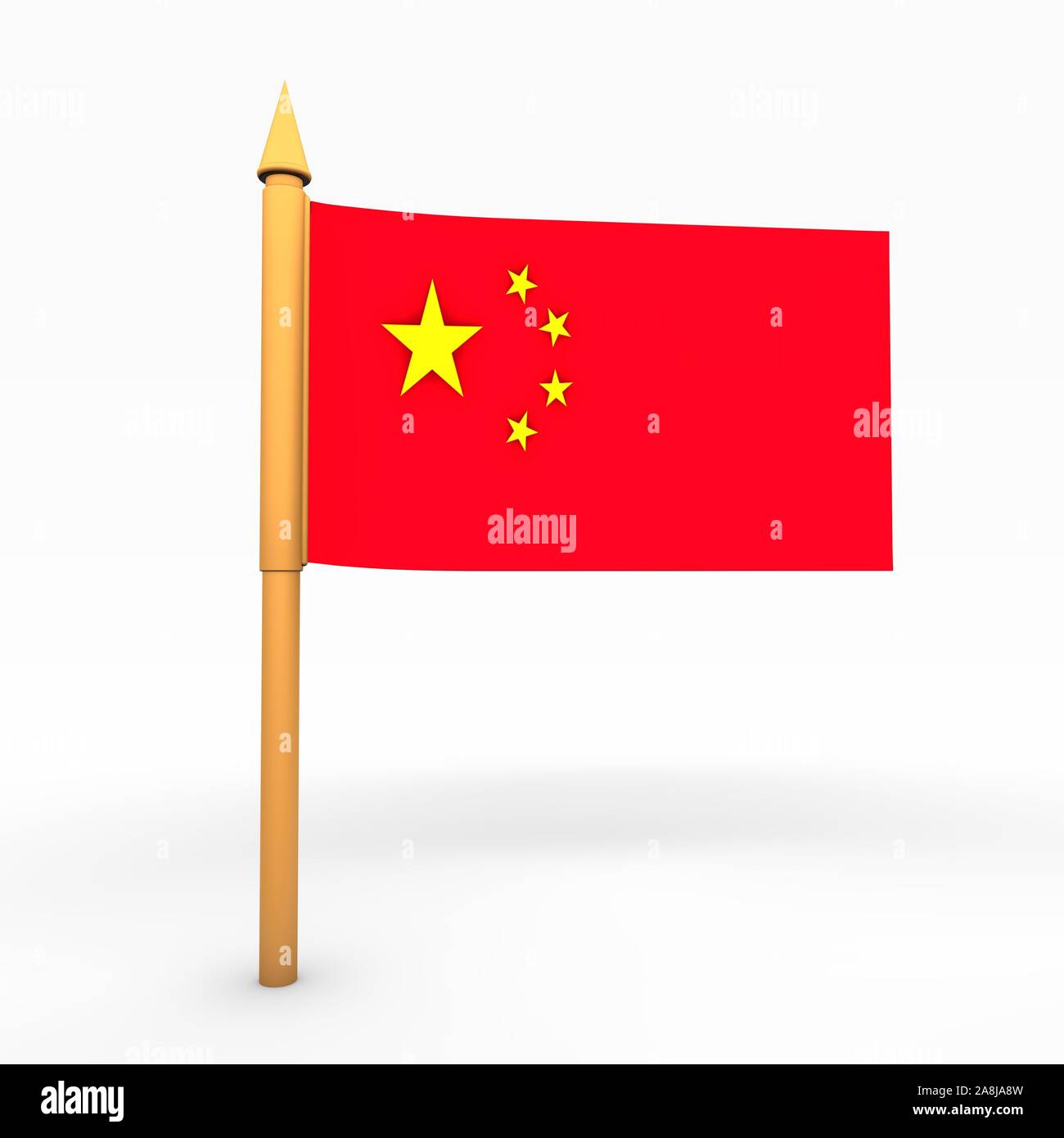 Find 3D Render China Flag on White Background Royalty Free Stock ...