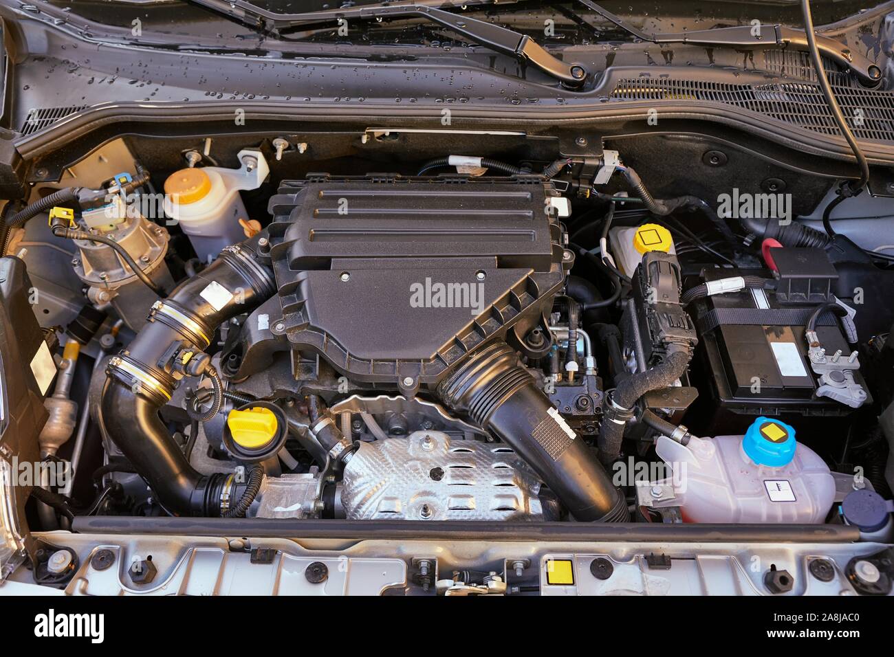 Car engine intake side closeup Stock Photo - Alamy