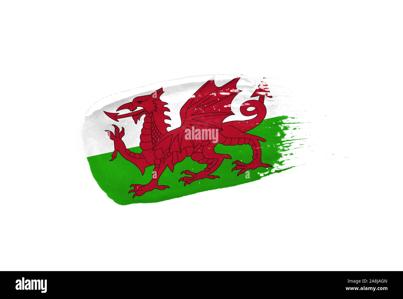 Brush painted Wales flag. Hand drawn style Stock Photo - Alamy