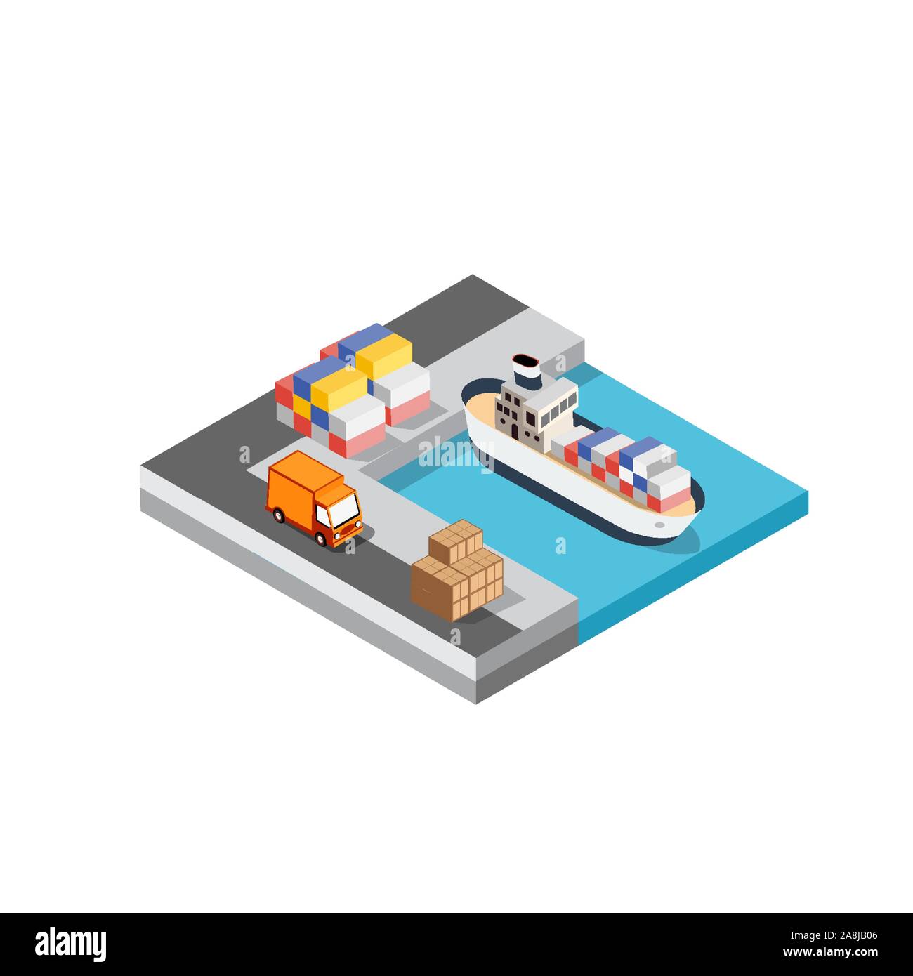 Shipping container terminal Stock Vector Images - Alamy