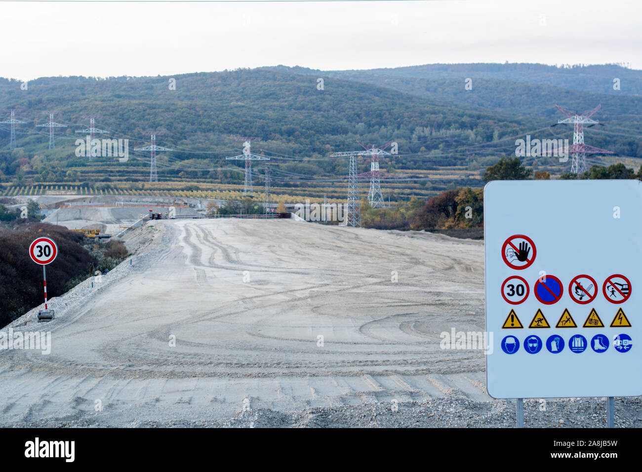 look at construction site while building a highway in Slovakia, D4R7 ...