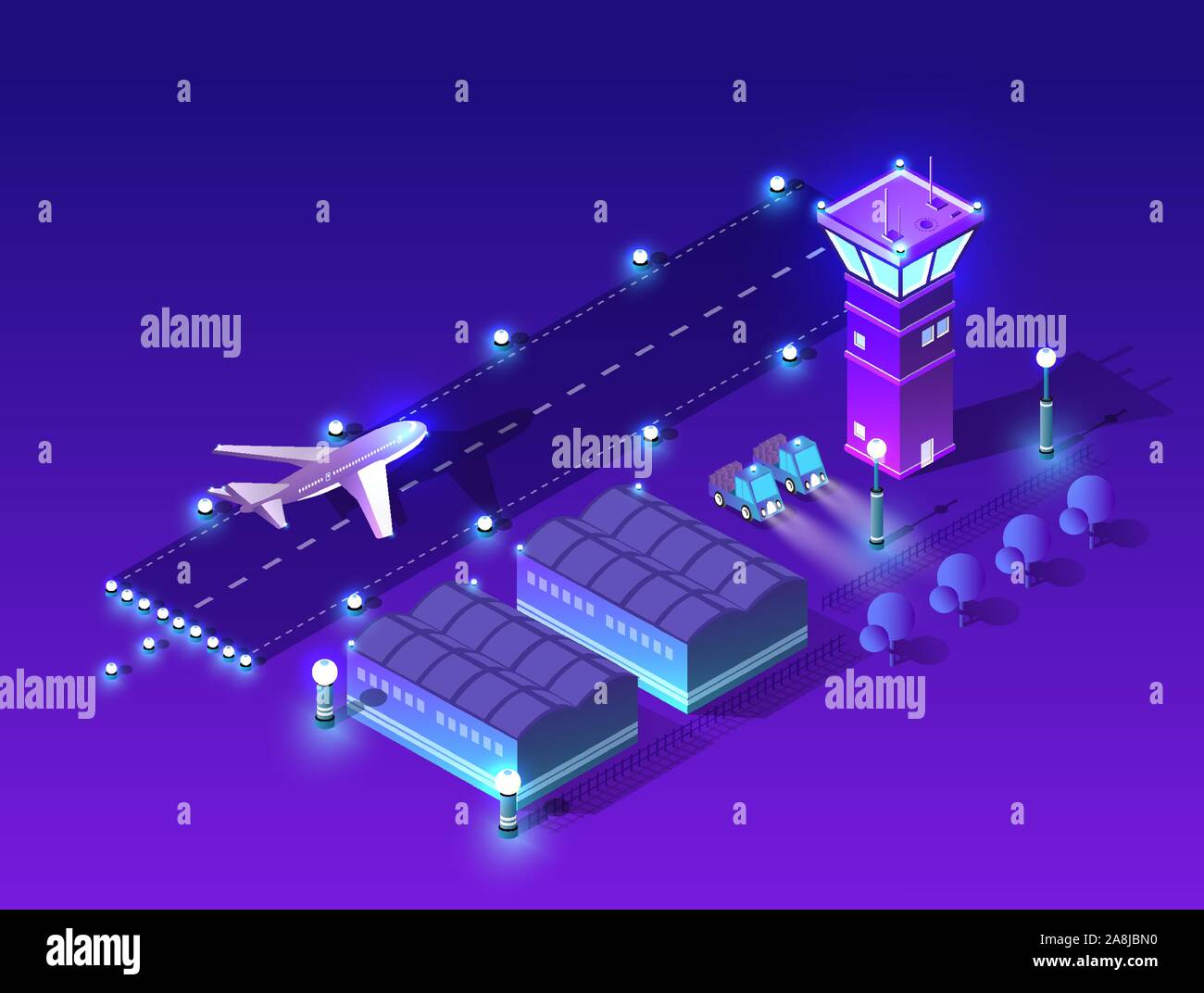 Plane landing night Stock Vector Images - Alamy
