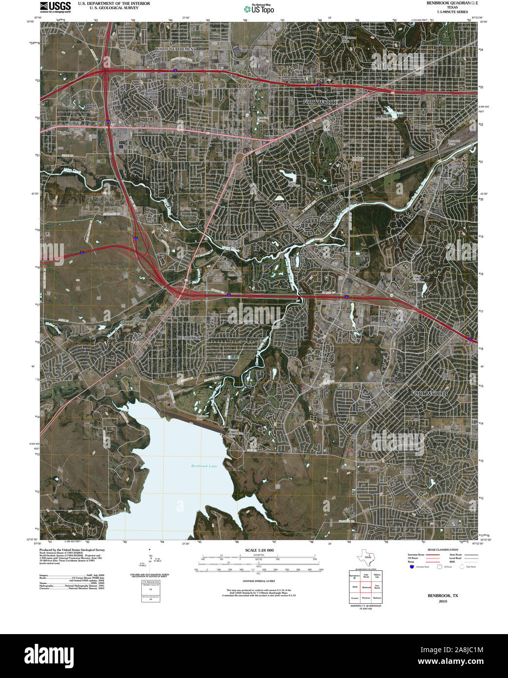 USGS TOPO Map Texas TX Benbrook 20100428 TM Restoration Stock Photo - Alamy