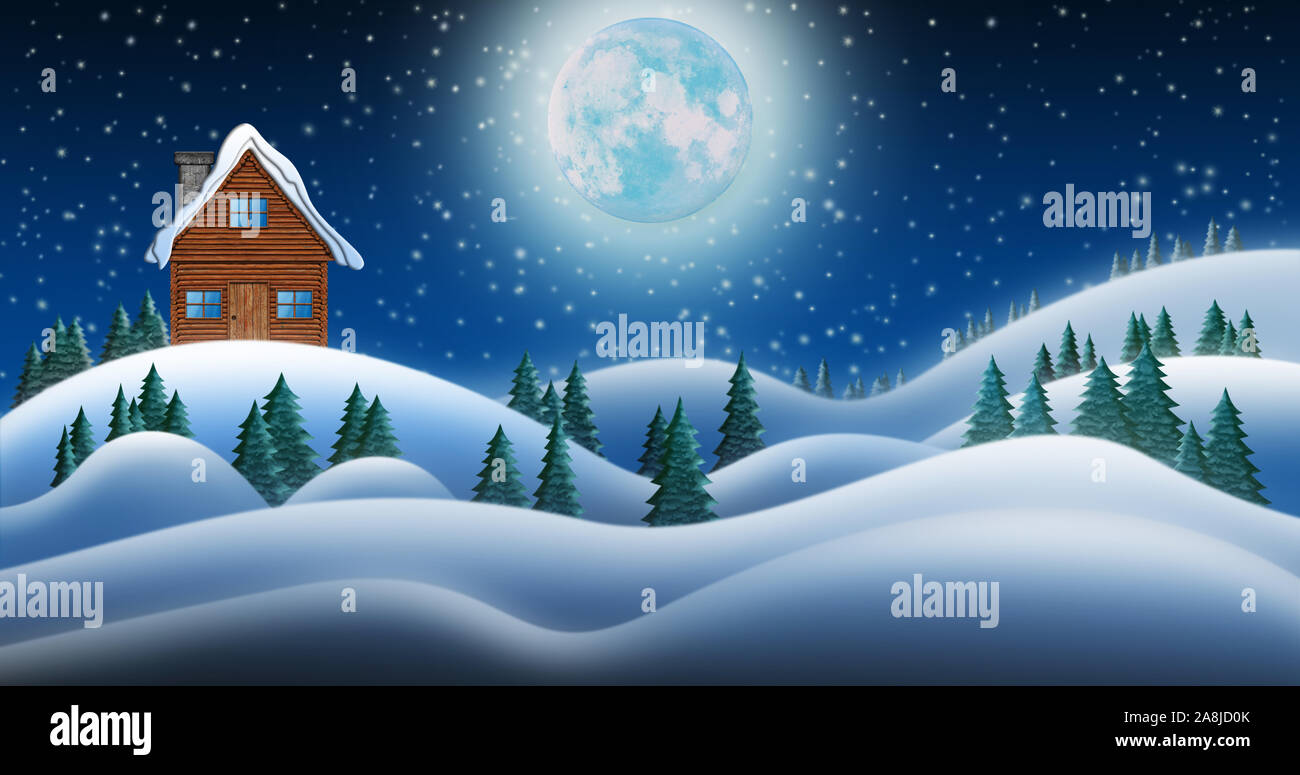 Santa Clause House at North Pole in Snow Fields In Winter Christmas ...