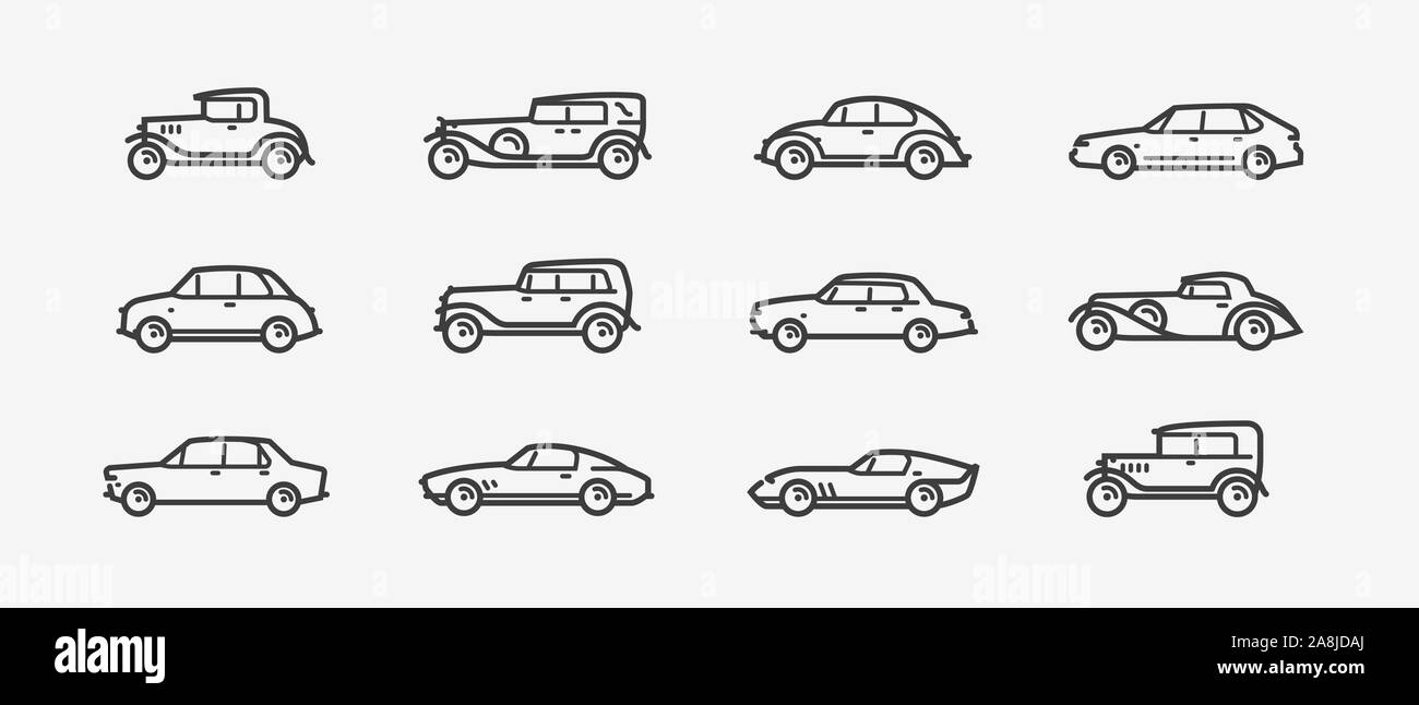 Retro car in flat Cut Out Stock Images & Pictures - Alamy