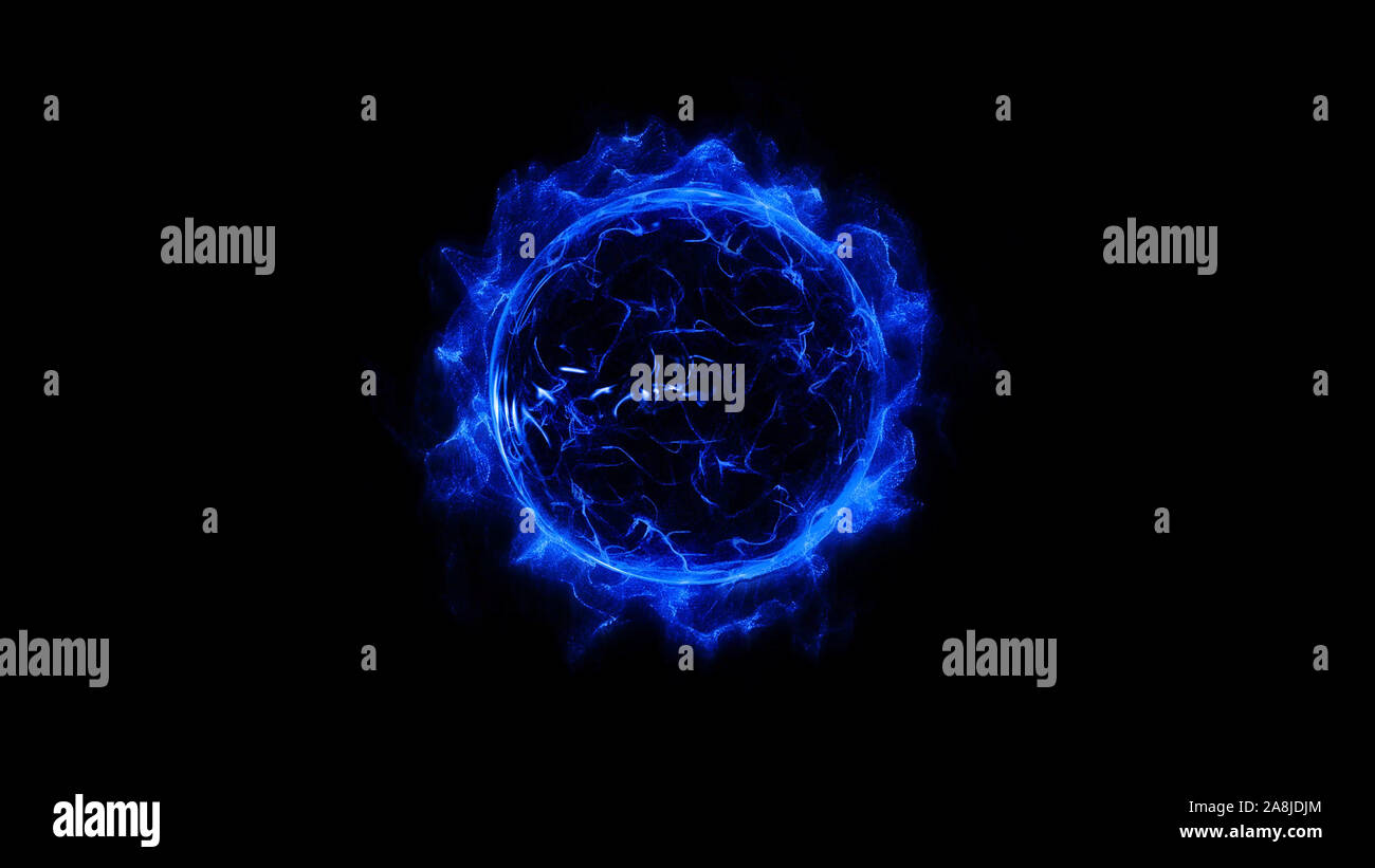 Blue circular shinning glowing light ring sparkle powerful effect dust ...