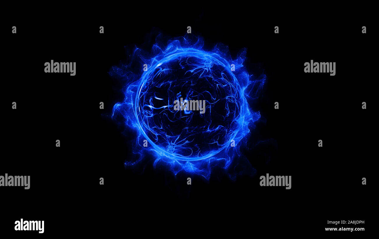 Blue circular shinning glowing light ring sparkle powerful effect dust ...