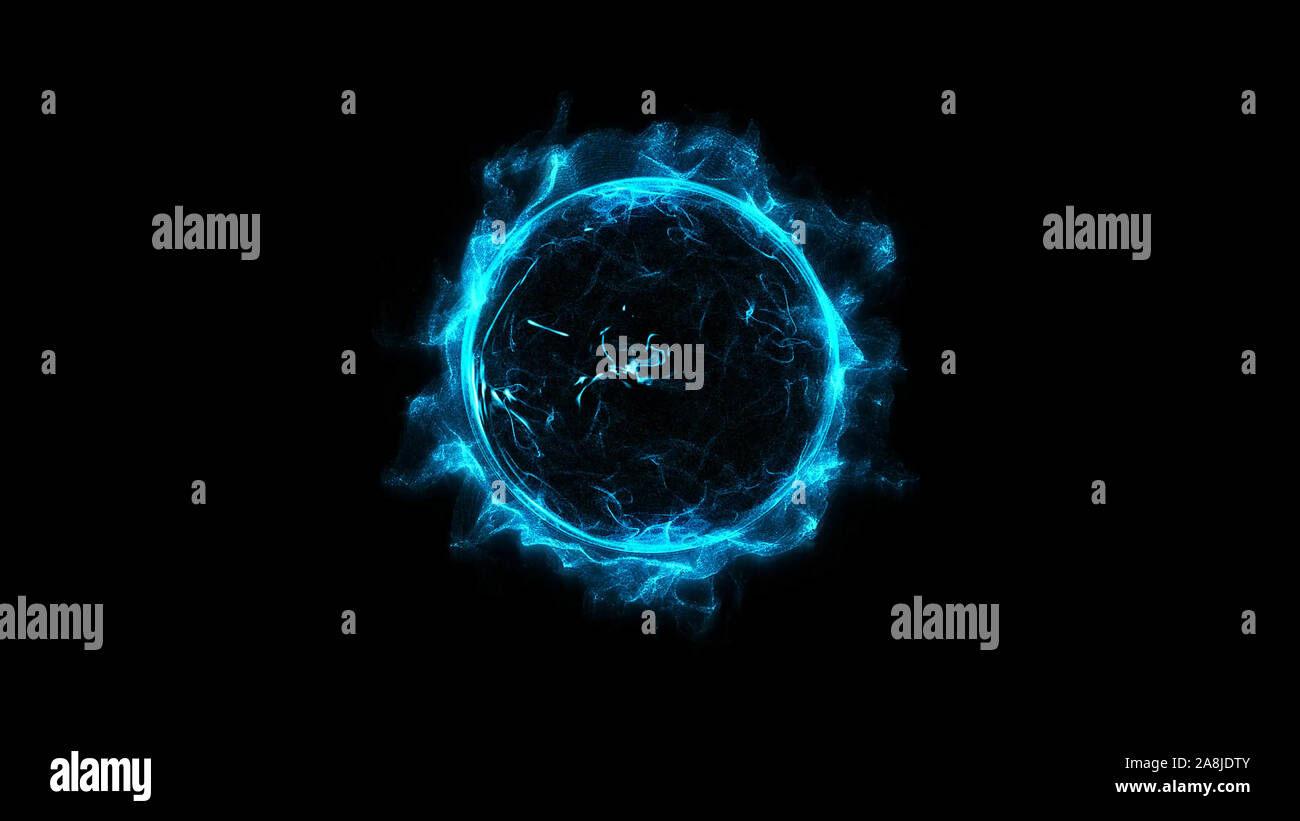 Blue circular shinning glowing light ring sparkle powerful effect dust ...