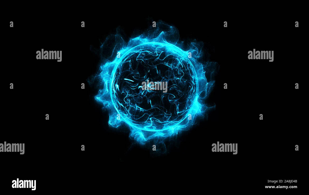 Blue circular shinning glowing light ring sparkle powerful effect dust ...