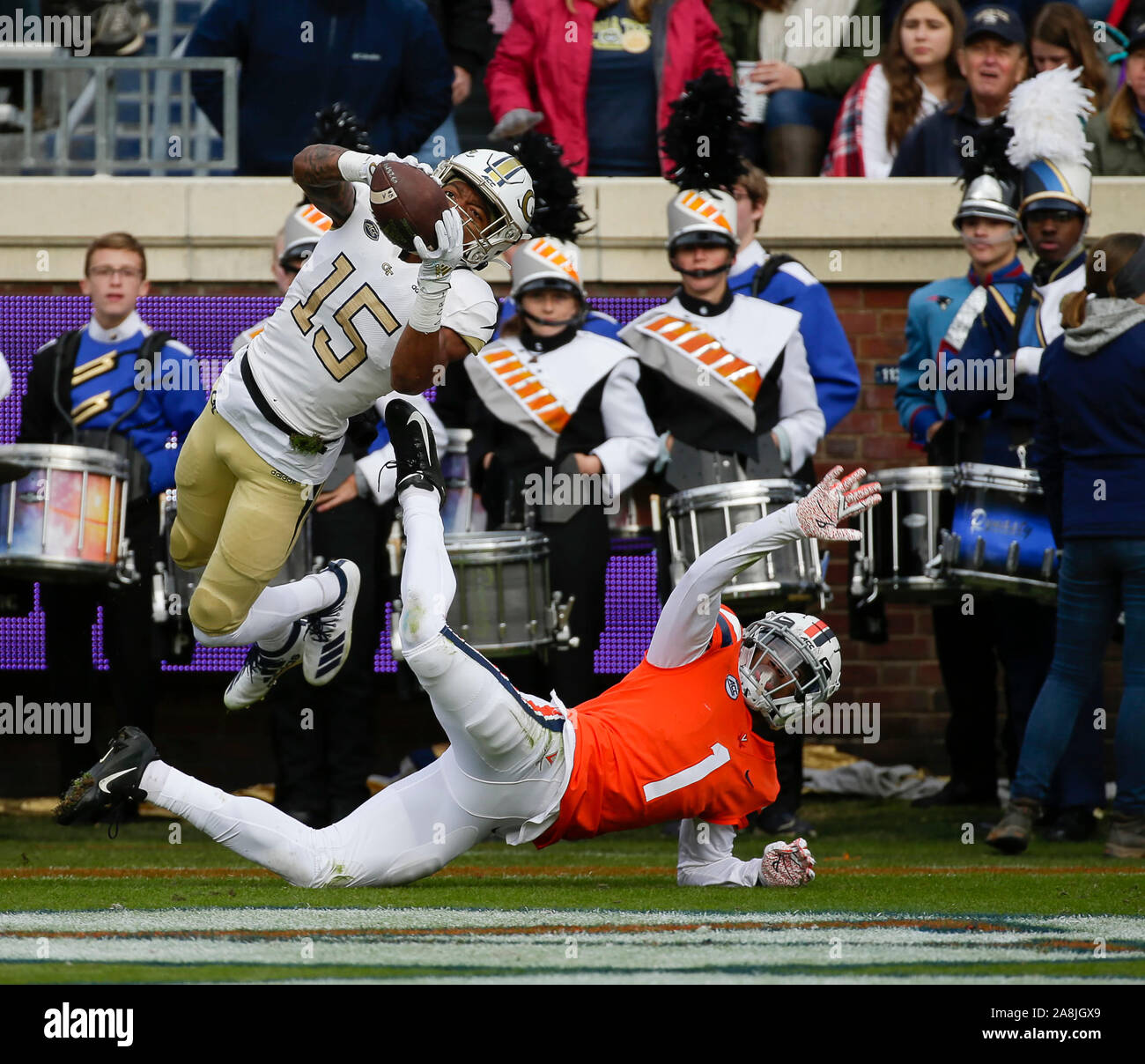 Charlottesville, Virginia, USA. November 9, 2019: Georgia Tech Yellow ...