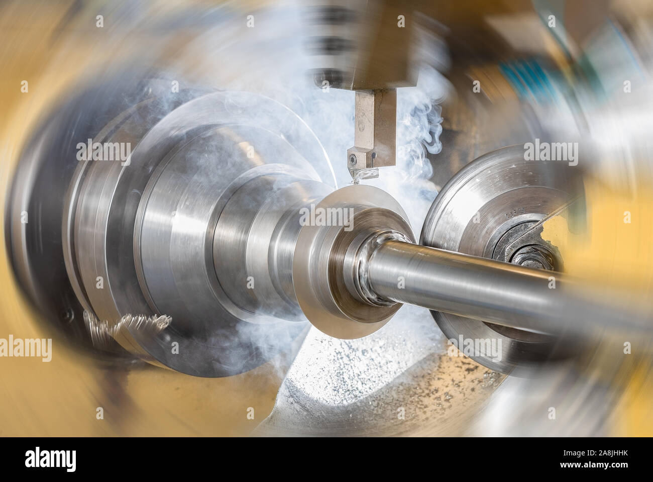 Metal production in a steel factory, products parts made my turning and ...