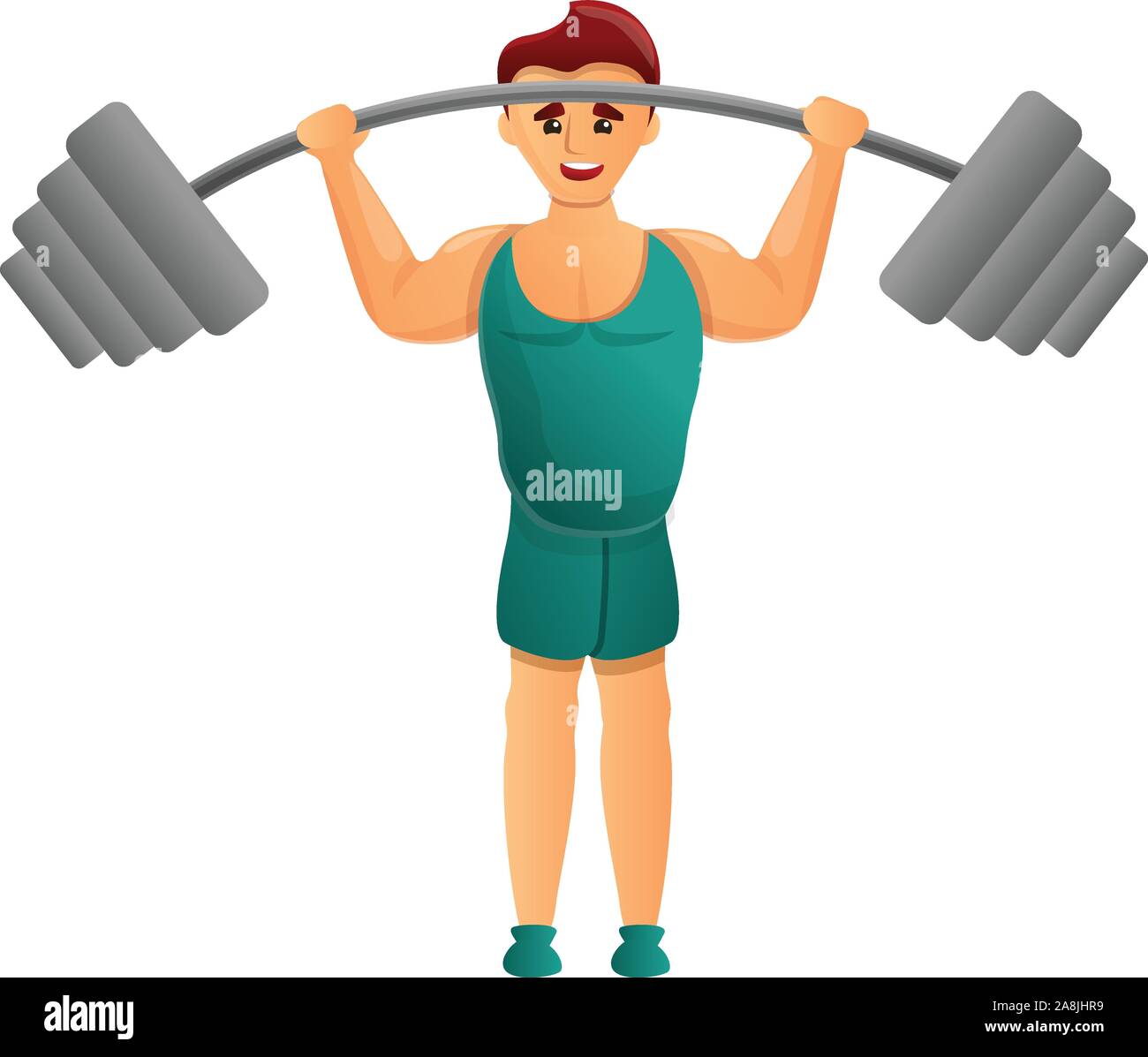 Athlete with barbell icon. Cartoon of athlete with barbell vector icon ...