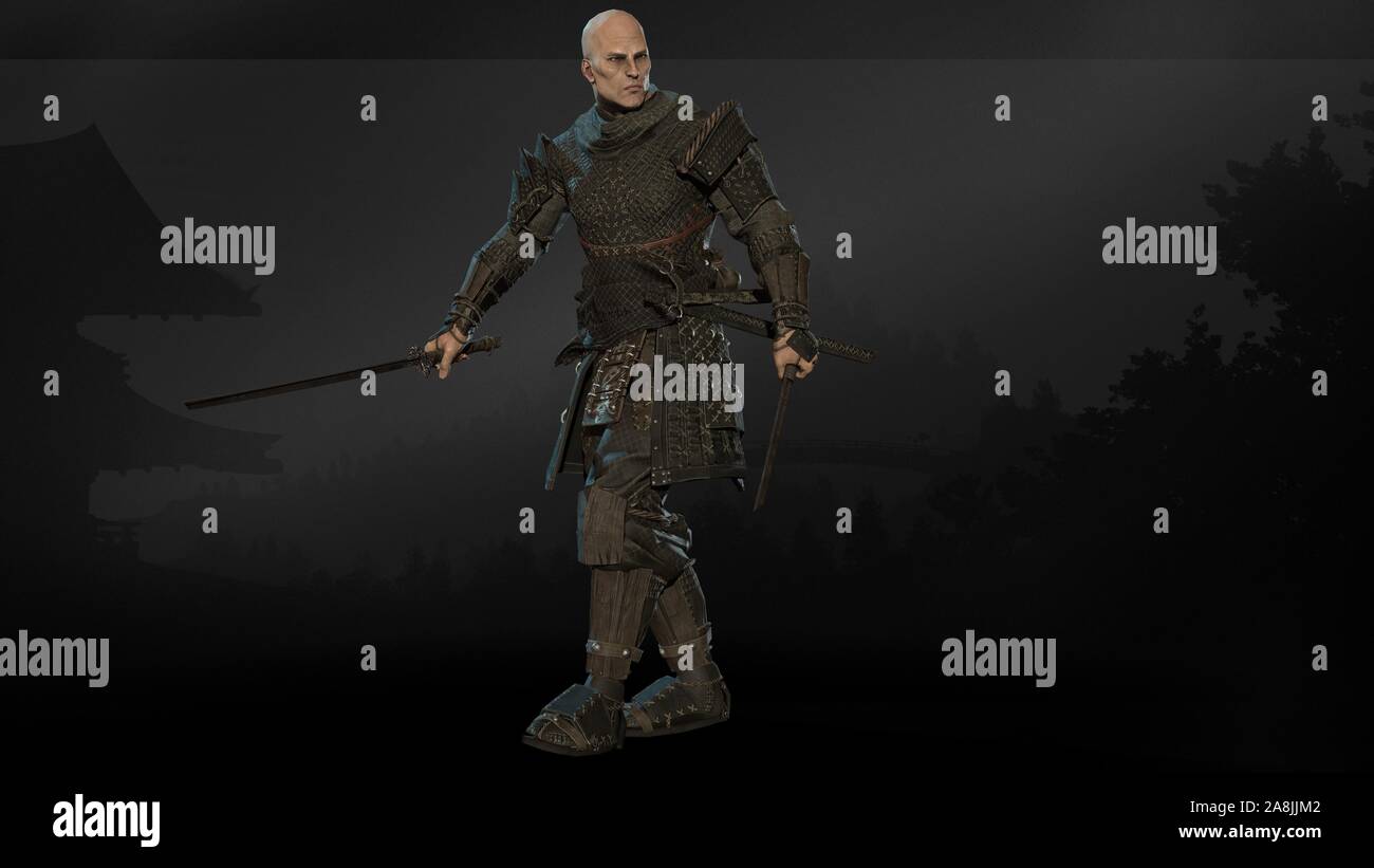 Japanese Samurai 3d render illustration Stock Photo - Alamy