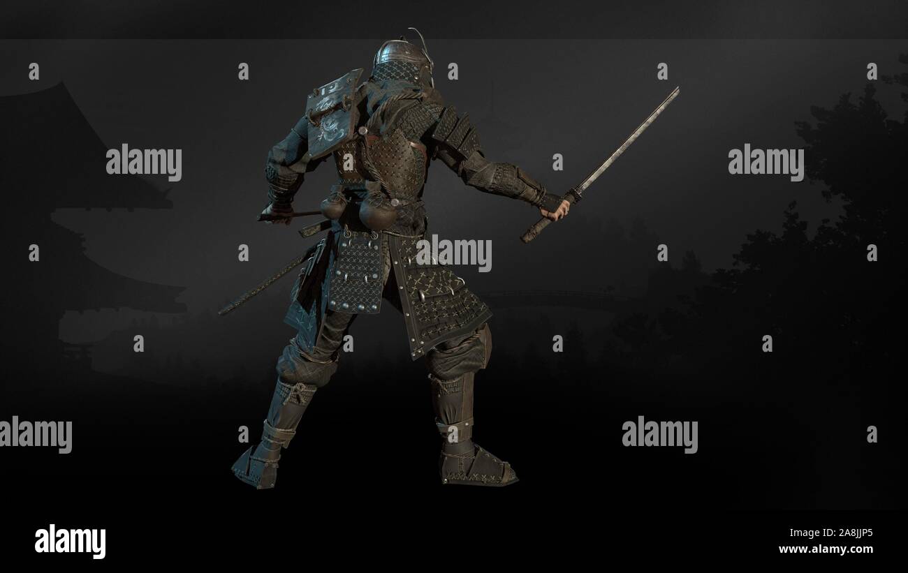 Japanese Samurai 3d render illustration Stock Photo - Alamy