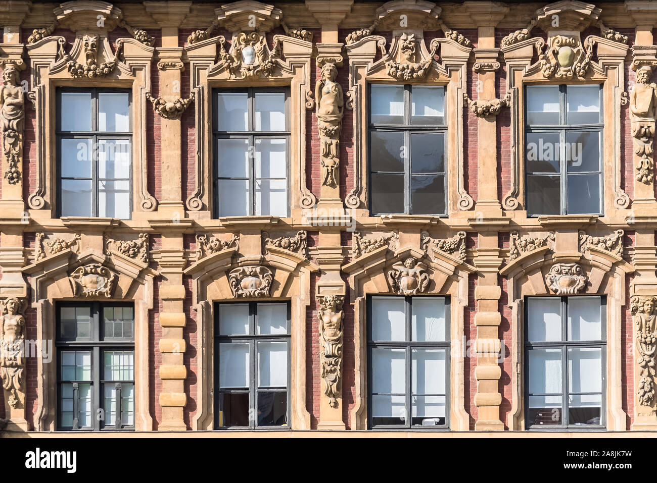 Lille, typical buildings in the center, beautiful town in the north of ...