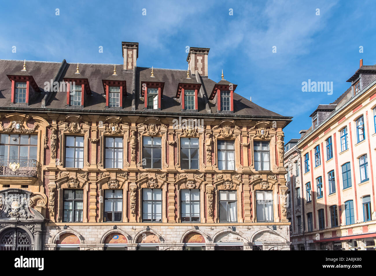 Lille, typical buildings in the center, beautiful town in the north of ...
