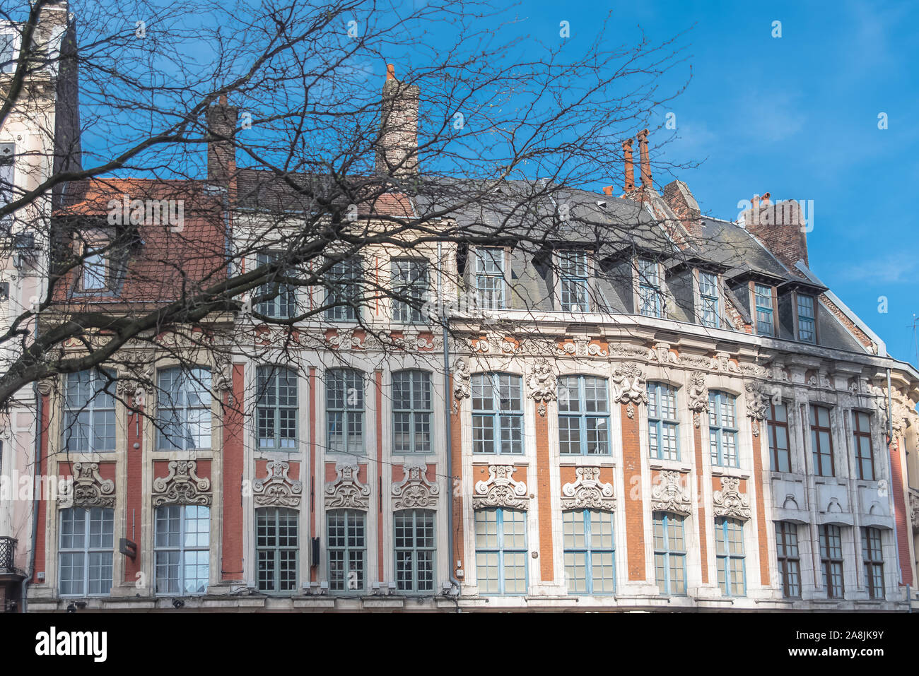 Lille, typical buildings in the center, beautiful town in the north of ...