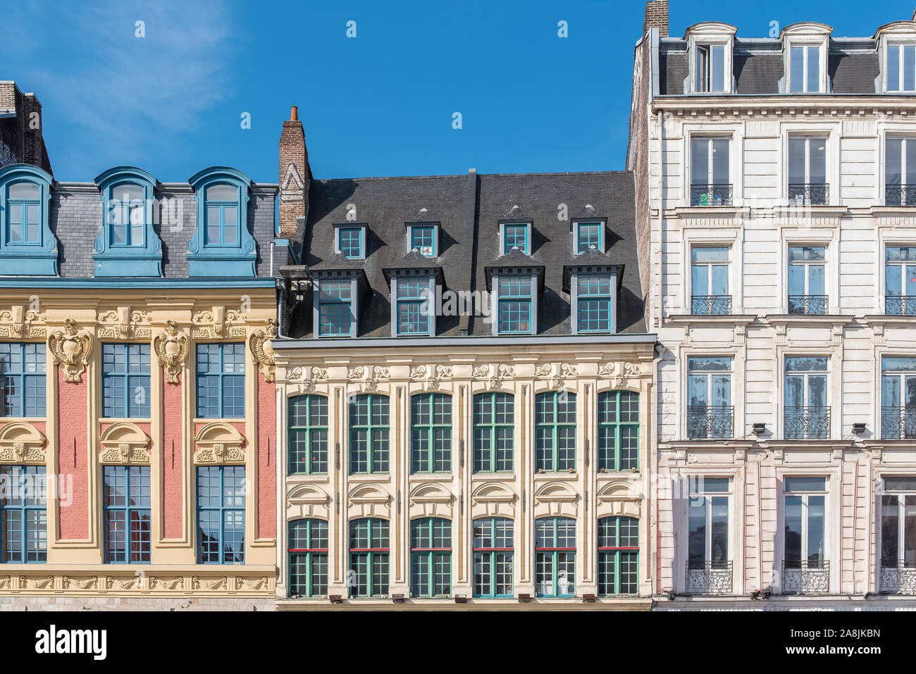 Lille, typical buildings in the center, beautiful town in the north of ...