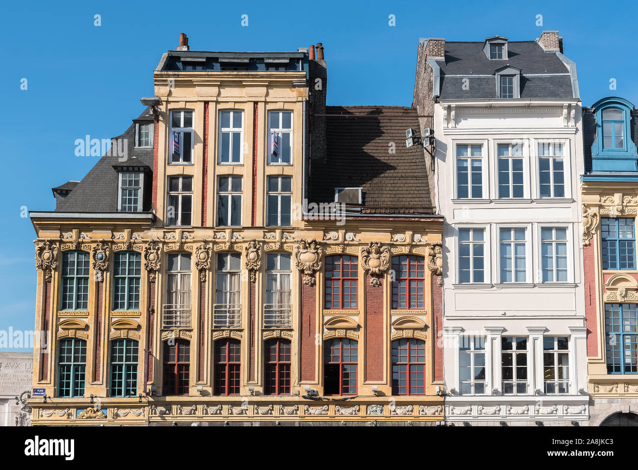 Lille, typical buildings in the center, beautiful town in the north of ...