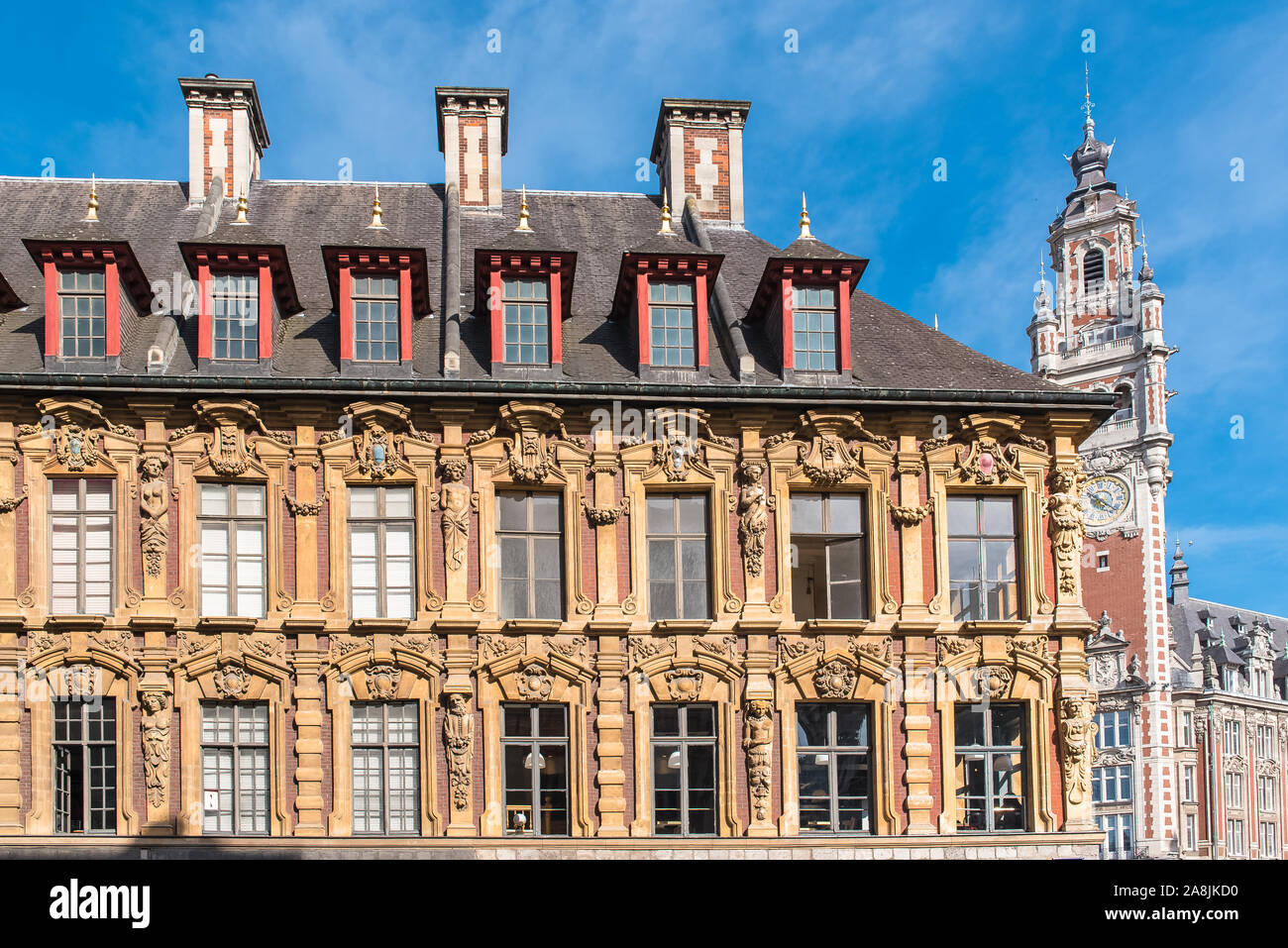 Lille, typical buildings in the center, beautiful town in the north of ...